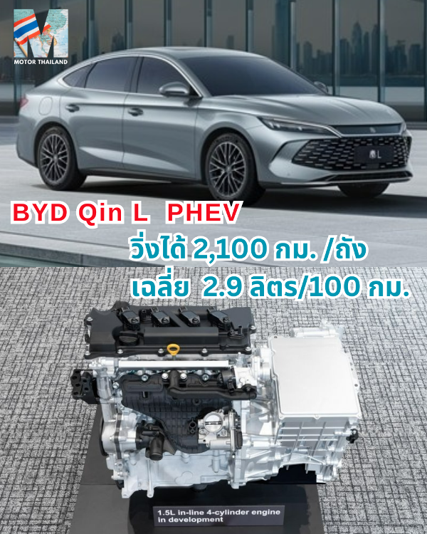 BYD Qin L เปิดตัวในจีน PHEV วิ่งได้ 2,100 กม. เฉลี่ย 2.9 ลิตร/100 กม. ...
